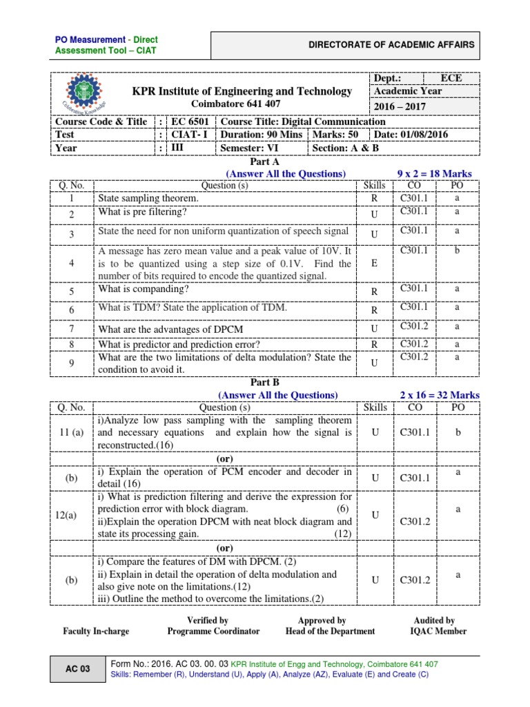 PO Measurement - Direct Assessment Tool – CIAT | PDF