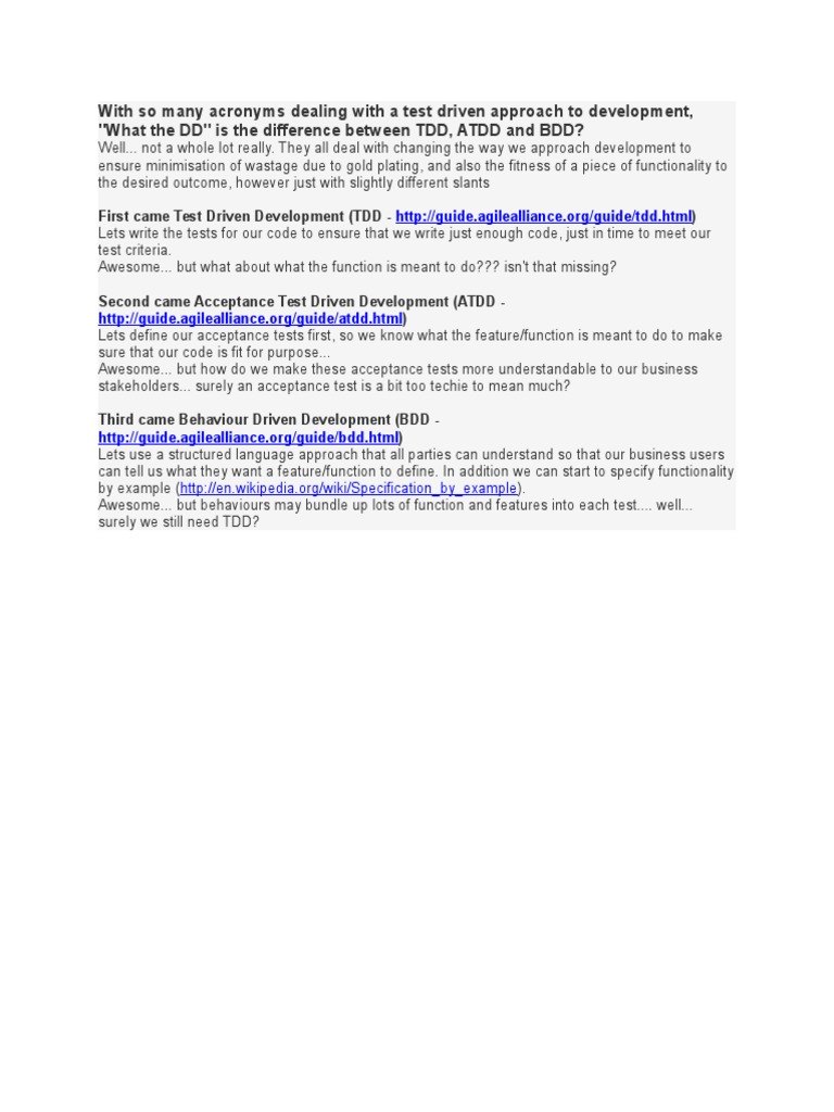 TDD, ATDD and BDD: Understanding the differences between test-driven ...