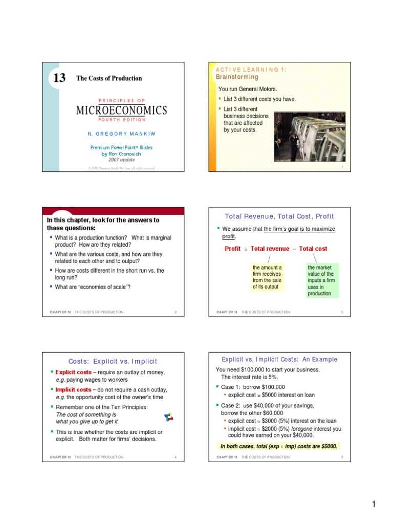 Microeconomics: The Costs of Production | PDF | Average Cost | Marginal ...