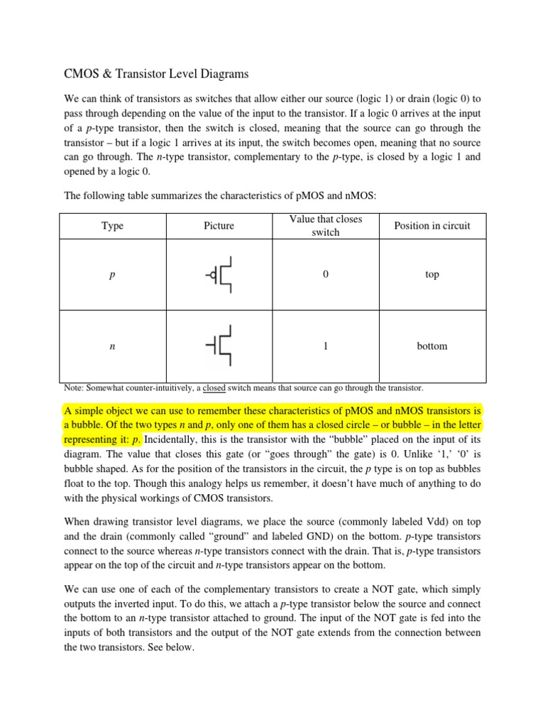CMOS & Transistor Level Diagrams | PDF | Cmos | Electronic Circuits