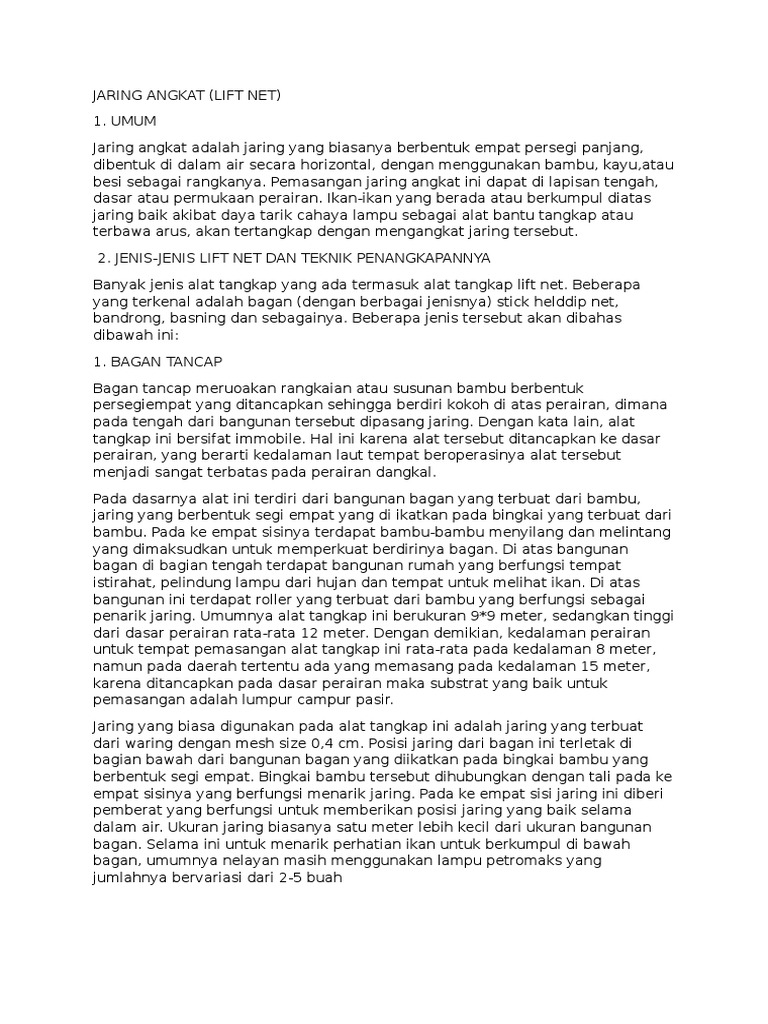 Jaring Angkat (Lift Net) | PDF