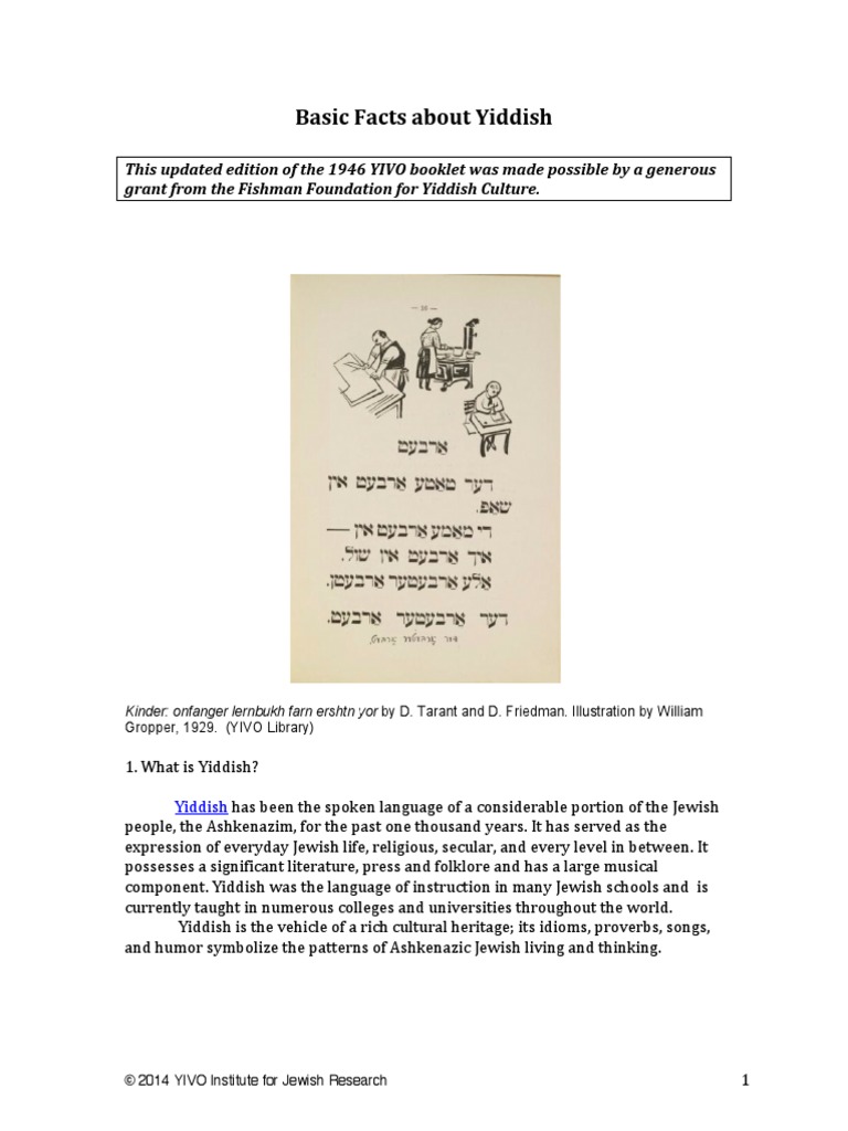 Basic Facts About Yiddish 2014 | PDF | Jews | Hebrew Language