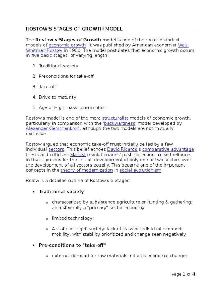 Rostow Model | PDF | Economics | Economies