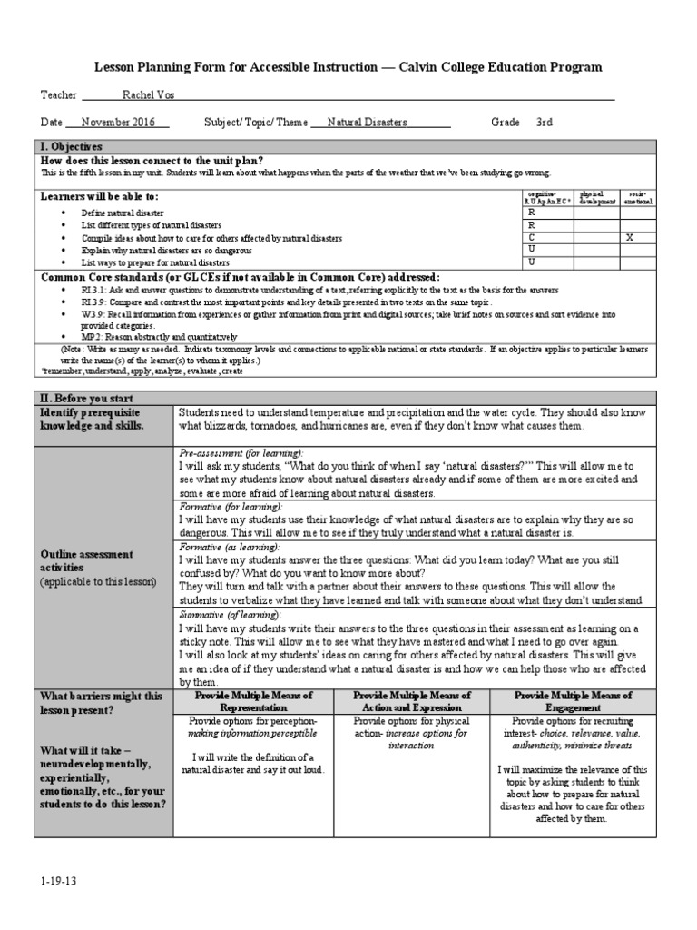3rd Grade Natural Disasters Lesson | PDF | Learning | Education Theory