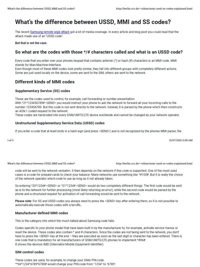 Ussd Mmi Codes | PDF | Mobile Technology | Mobile Telecommunications