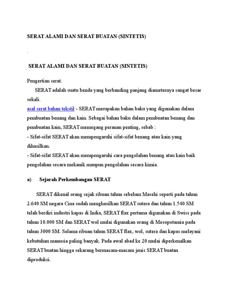 Perbandingan Serat Alam dan Buatan | PDF
