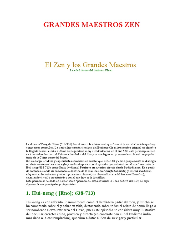 Grandes Maestros Zen Hui-Neng, Ma-Tsu, Lin-Chi | PDF | zen | Creencia ...