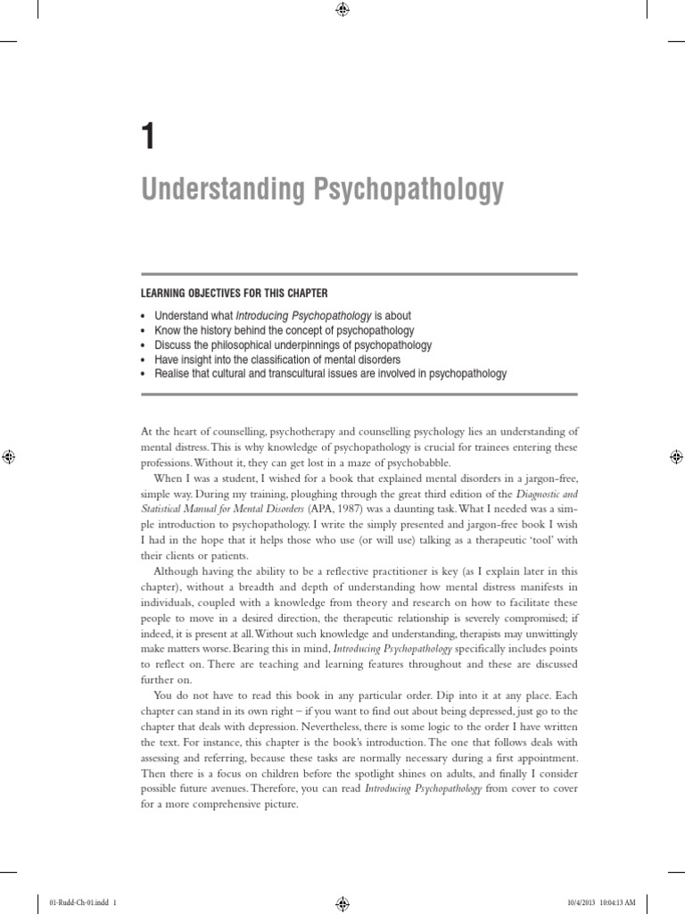 Understanding Psychopathology | Psychopathology | Psychotherapy