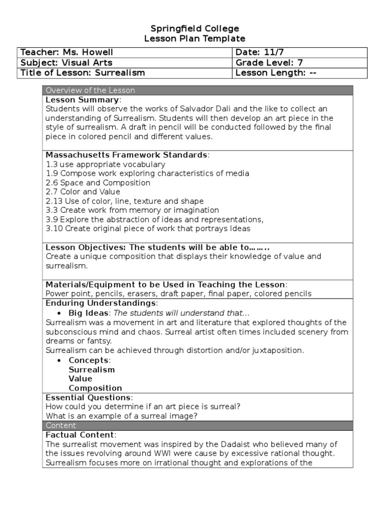 surrealism | Surrealism | Lesson Plan