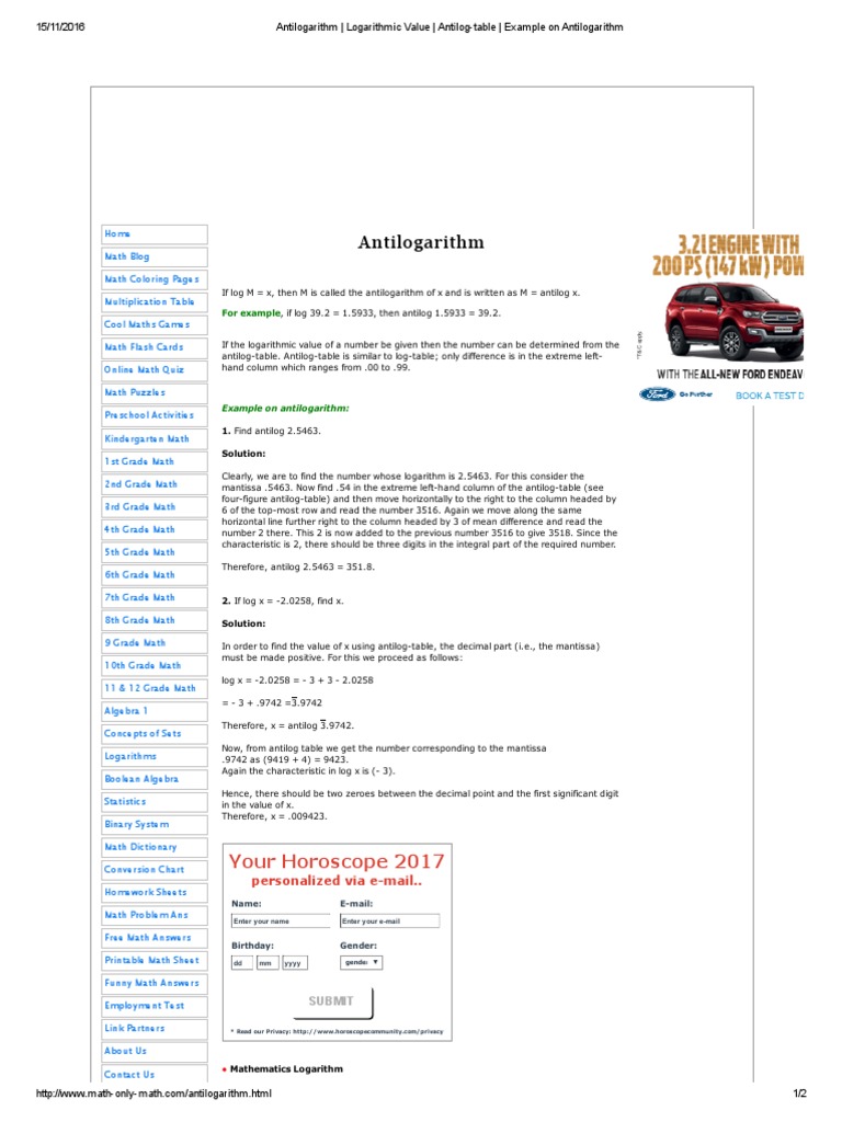Antilogarithm _ Logarithmic Value _ Antilog-table _ Example on ...