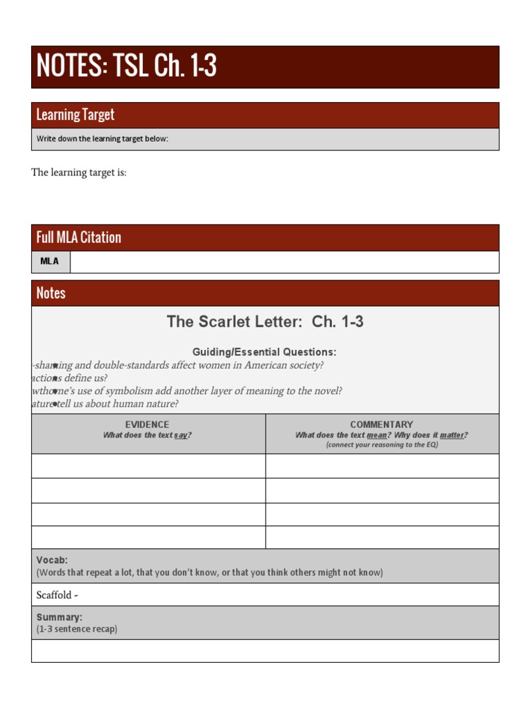 Analysis of The Scarlet Letter Ch. 1-3 | PDF