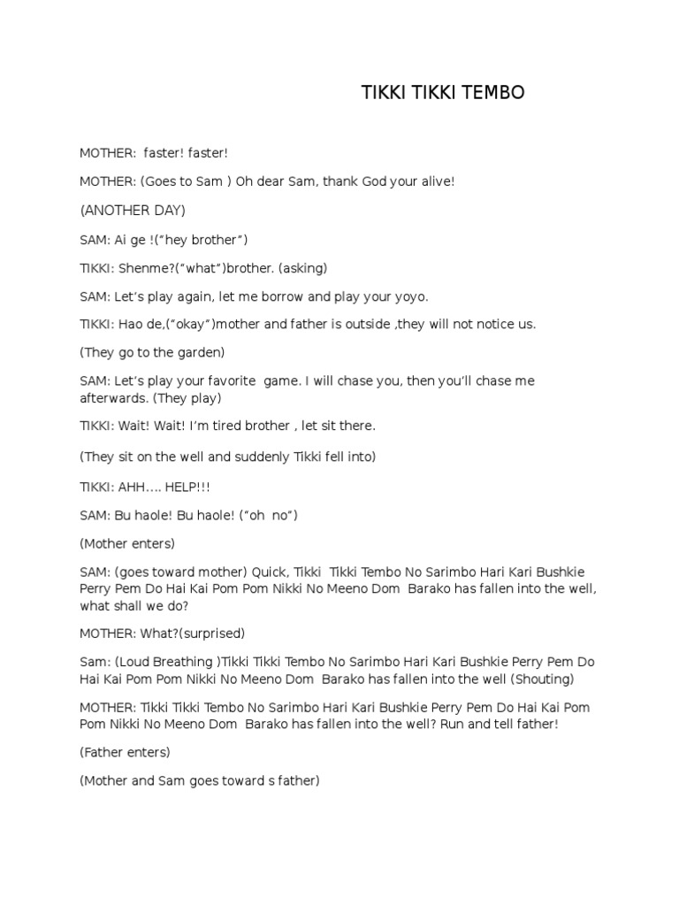 Tikki Tiki Tembo | PDF