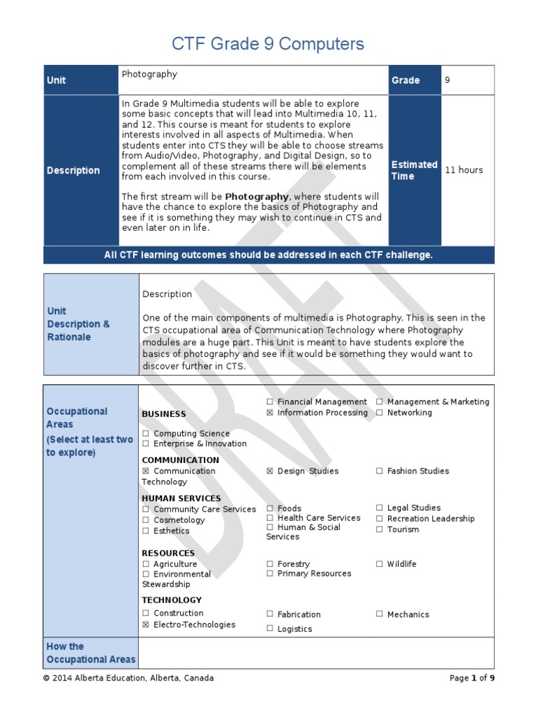 Computers 9 - Photography Unit Plan | PDF | Literacy | Information
