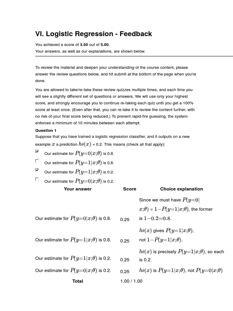 ML Week 3 Logistic Regression | PDF | Mathematical Optimization ... ML Week 3 Logistic Regression | PDF | Mathematical Optimization ...