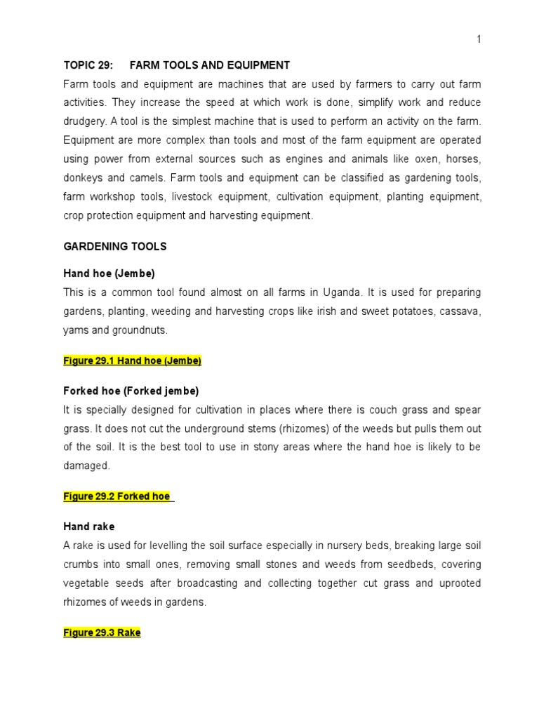 Topics 29 Farm Tools & Equipment - Completed | PDF | Plough | Agriculture