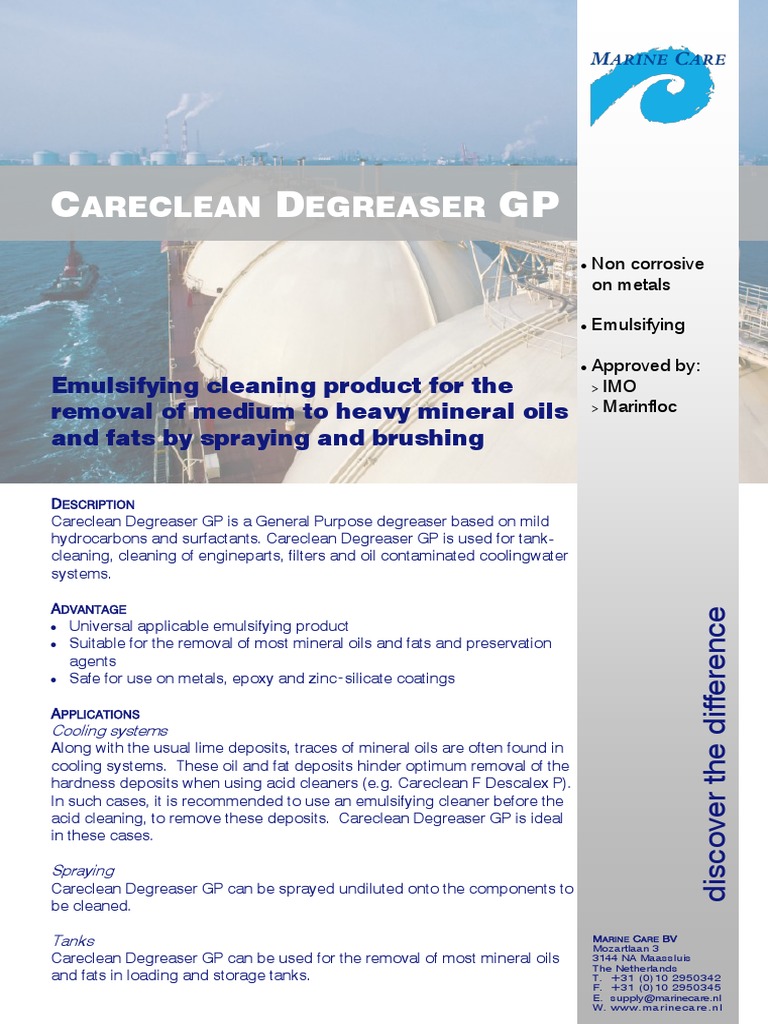 Careclean GP Degreaser Overview | PDF | Emulsion | Water
