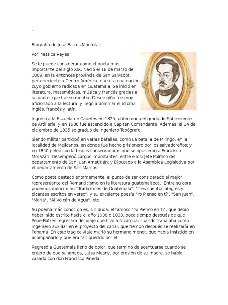 Biografía de José Batres Montufar | Ficción y literatura | Prueba ...