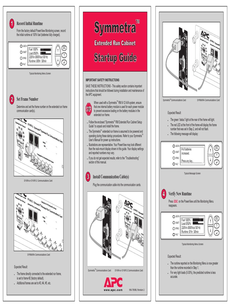 APC Symmetra Battery Frame Startup Guide | PDF | Booting | Electronics