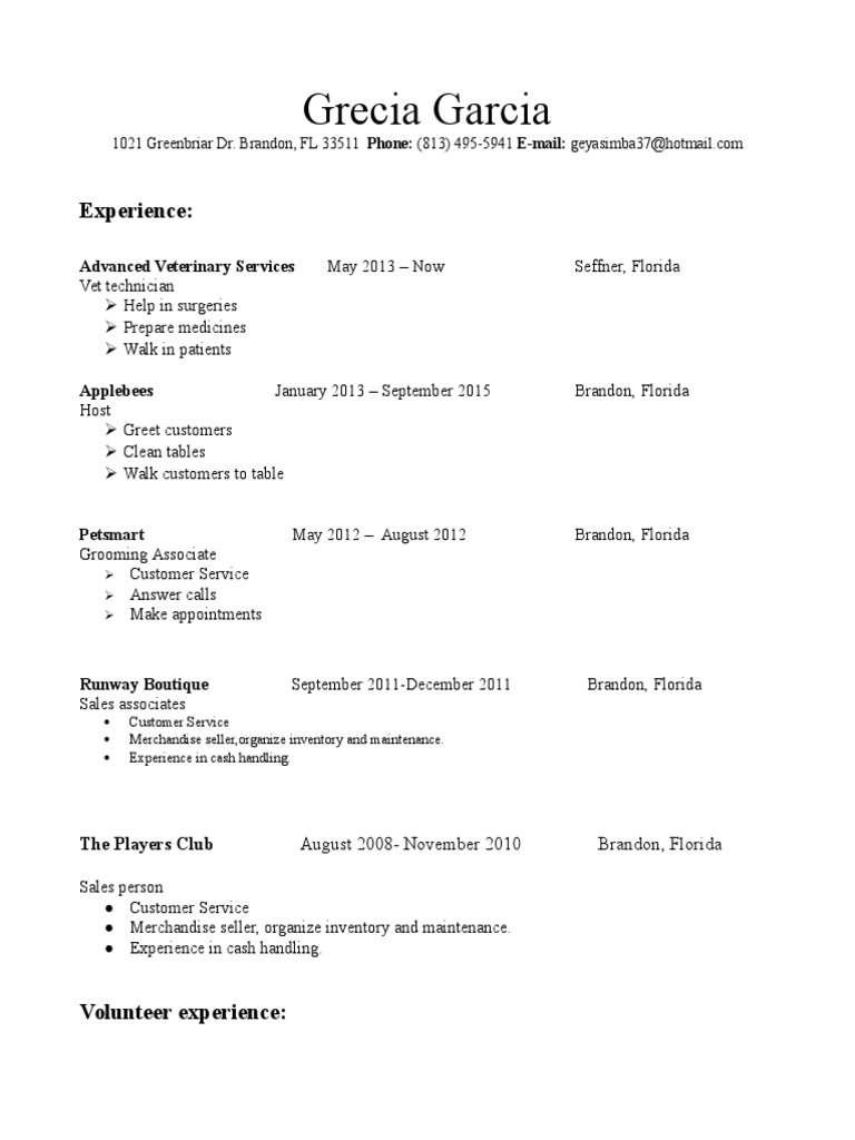 Grecia Garcia: Experience | PDF