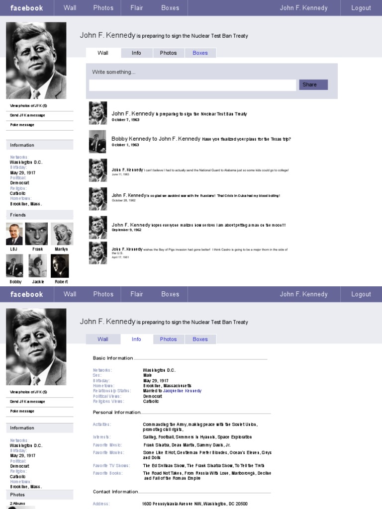 Facebook Sample Page - JFK | PDF | John F. Kennedy | Facebook