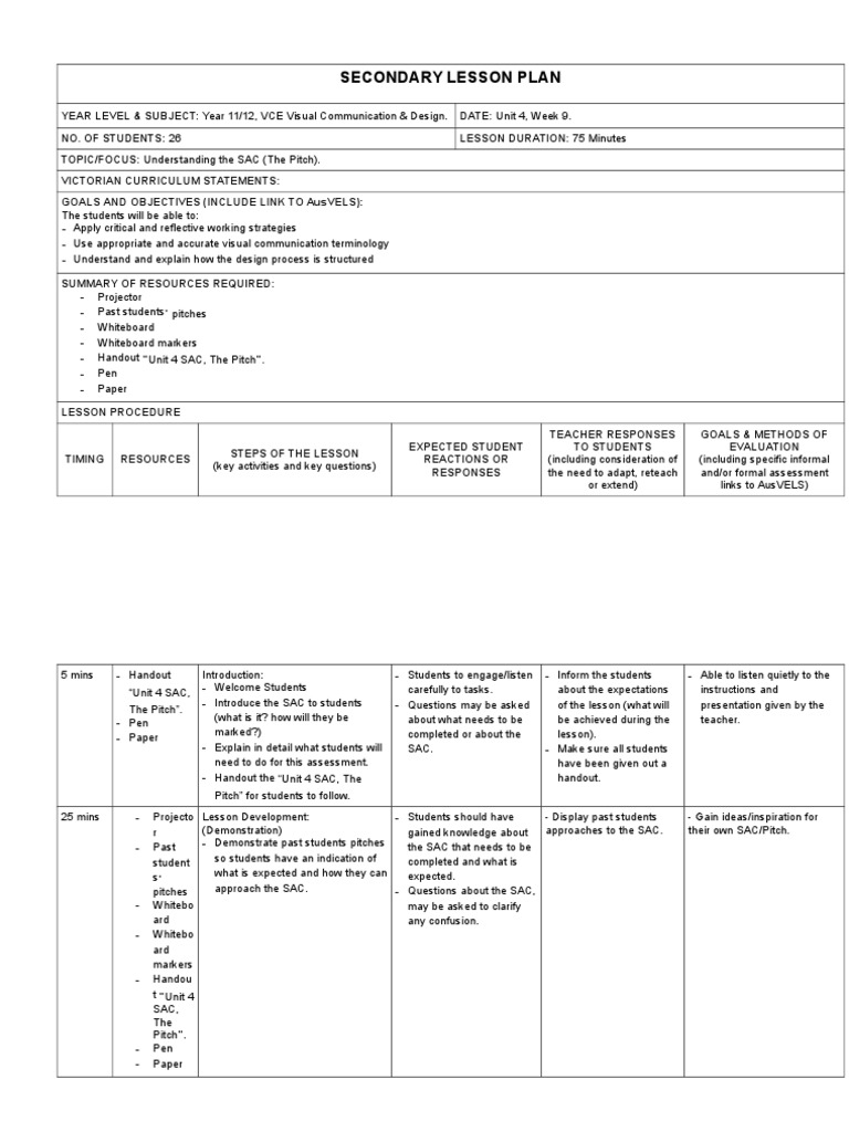 Pitch Lesson Plan | Download Free PDF | Lesson Plan | Brainstorming