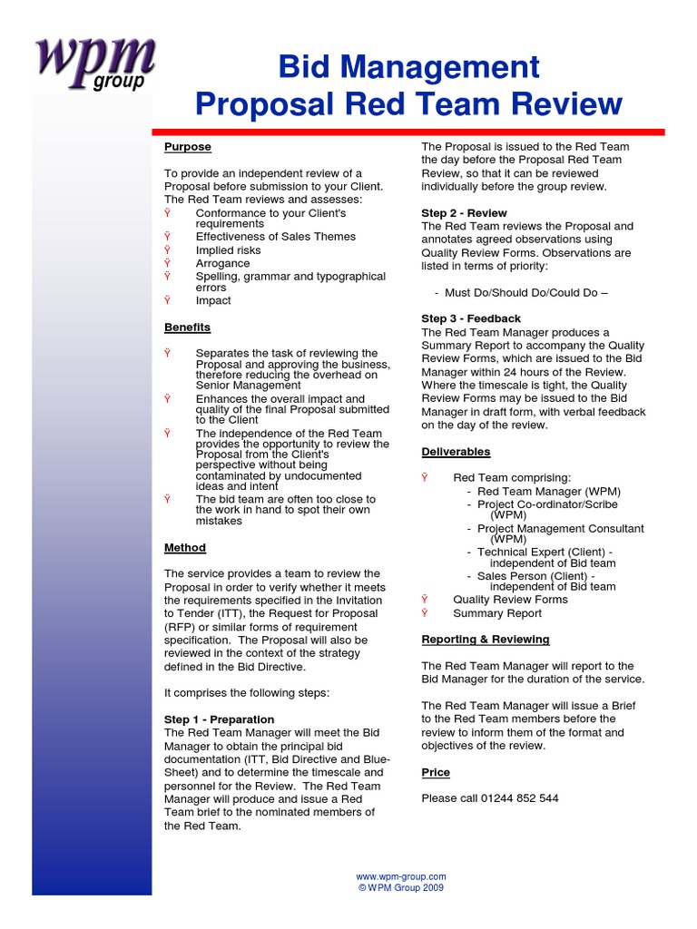 7.2.3 - Bid Management Proposal Red Team Review | PDF | Request For ...