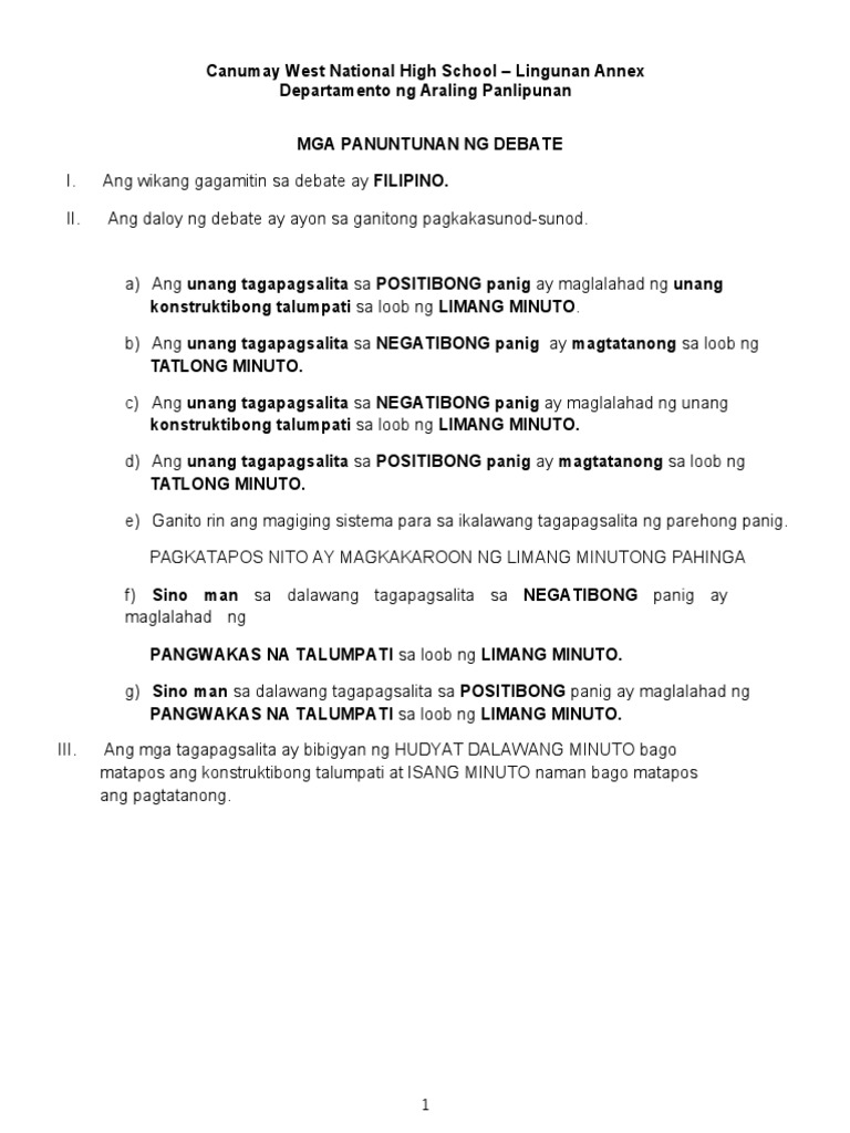 Mekaniks Sa Debate | PDF