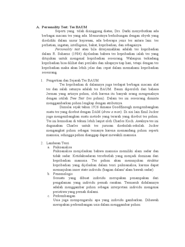 Tes Kepribadian BAUM Online | PDF