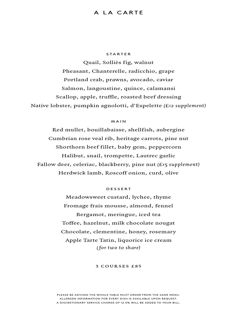 Fine Dining Menu: Seasonal Dishes | PDF