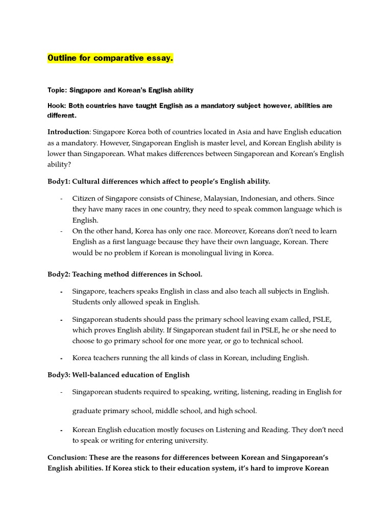 Outline For Comparative Essay Final | PDF