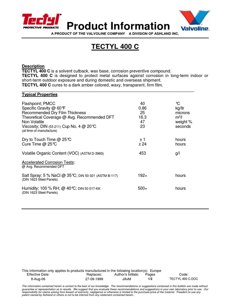 Tectyl 400 C | Corrosion | Petroleum