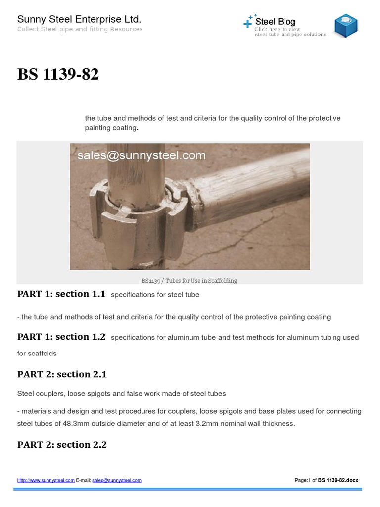 BS-1139-82-Tubes-for-Use-in-Scaffolding.pdf | Scaffolding | Manmade Materials