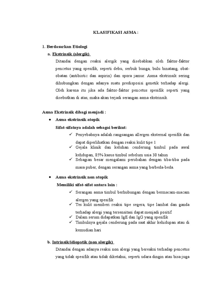 Klasifikasi Asma: Jenis dan Keparahan | PDF | Kesehatan Holistik ...