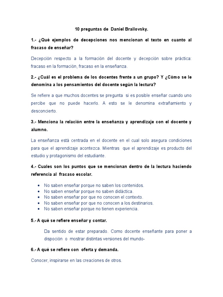 Daniel Brailovsky Preguntas | PDF