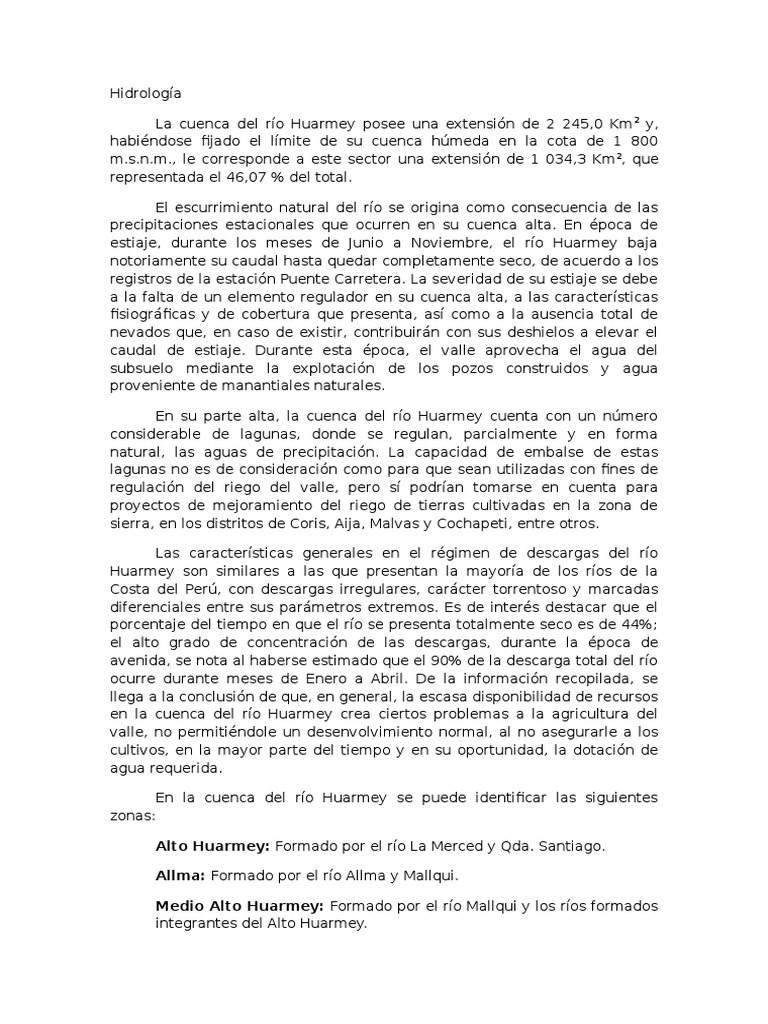 Hidrología Huarmey | PDF | Cuenca de drenaje | Río