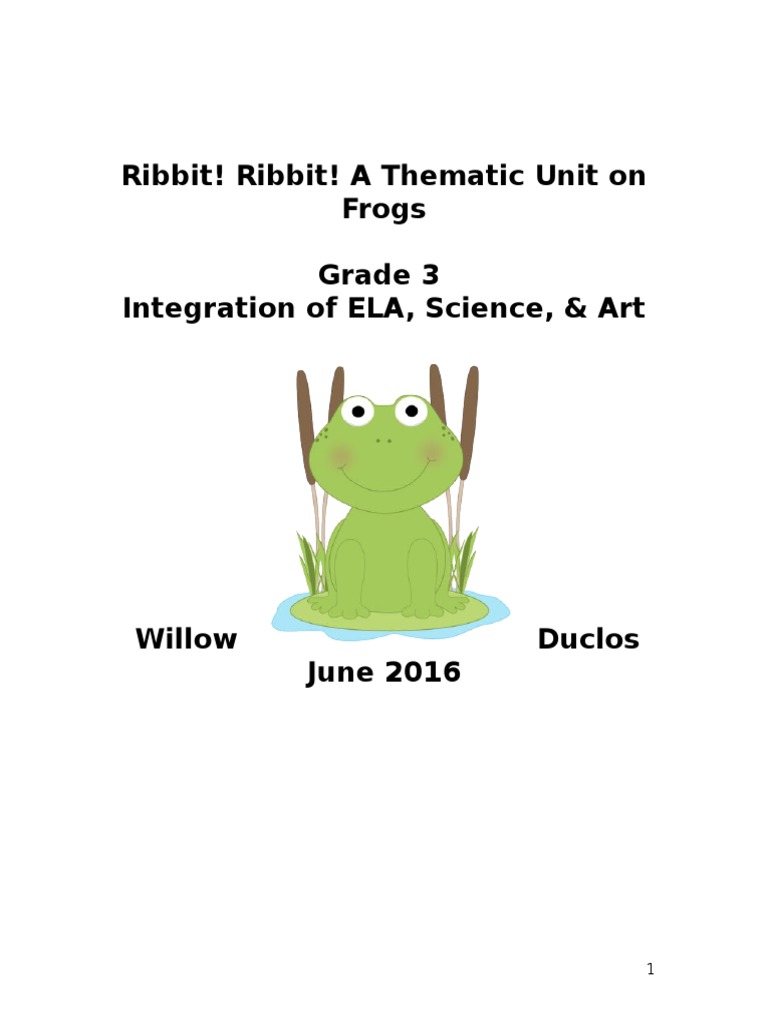 Unit Plan For Frogs Grade 3 | PDF | Educational Assessment | Reading ...