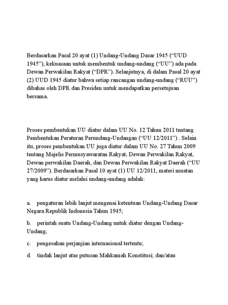 Proses Pembuatan Undang Undang | PDF