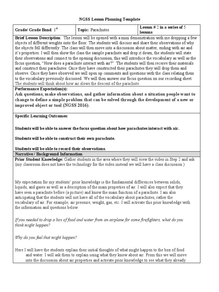 NGSS Lesson Plan | Lesson Plan | Gases