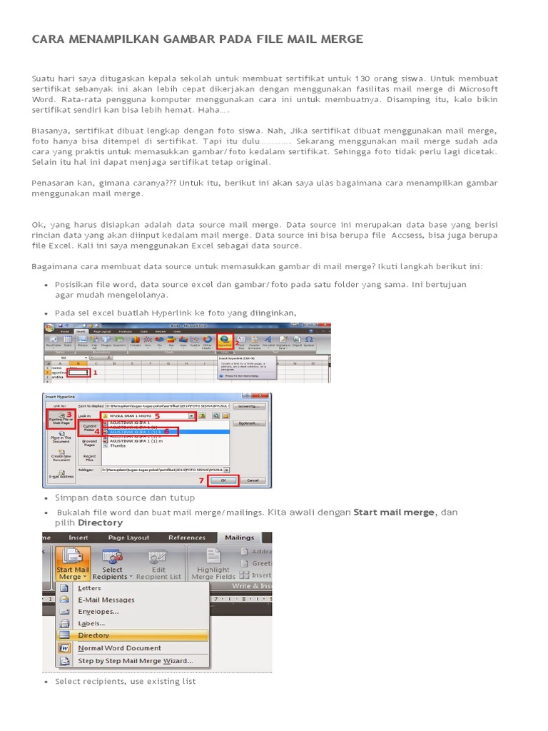 Cara Menampilkan Gambar Pada File Mail Merge | PDF