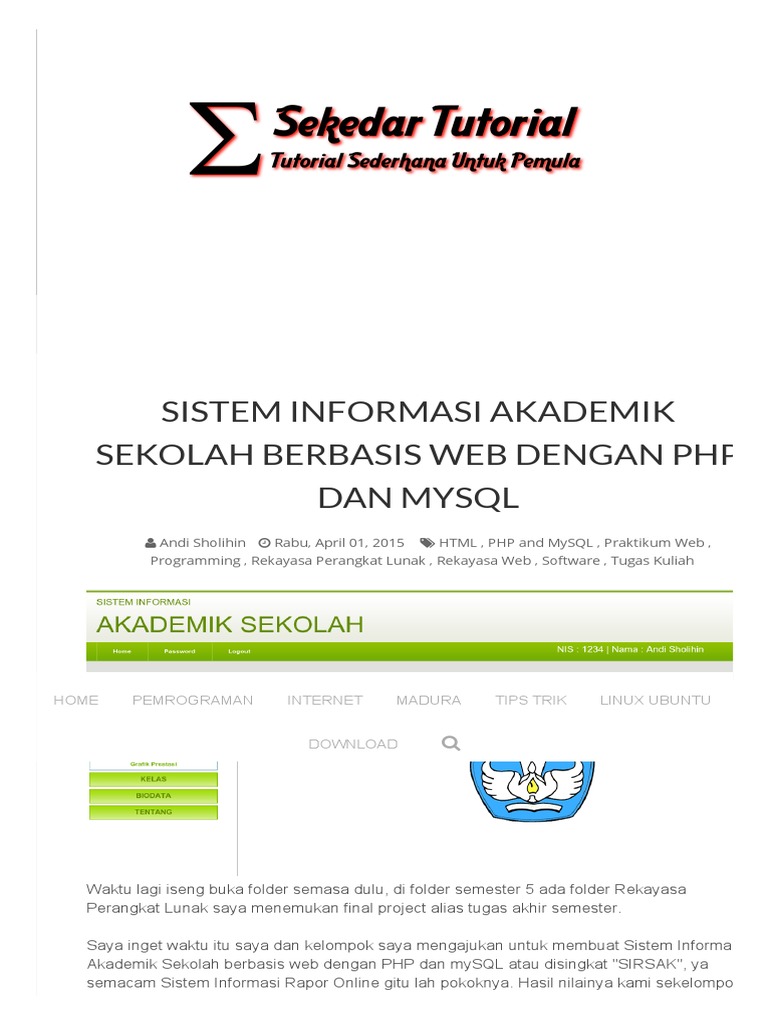 Sistem Informasi Akademik Sekolah Berbasis Web Dengan PHP Dan MySQL ...