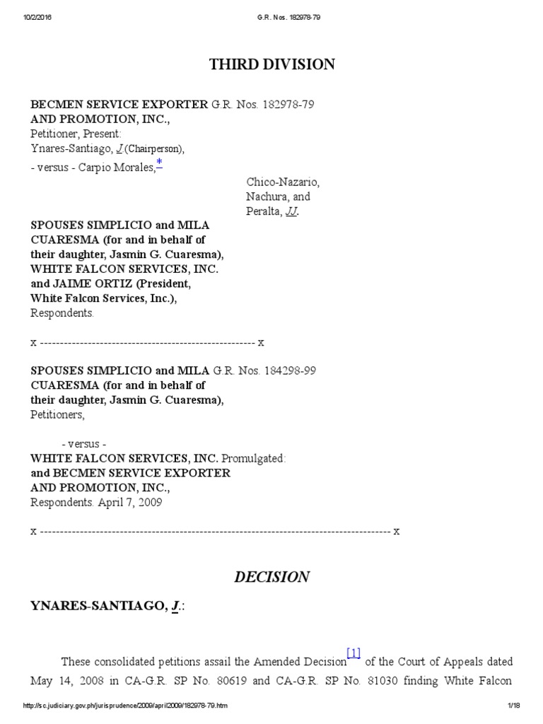 Gr182978-79 Becmen Vs Cuaresma10 | PDF | Public Policy Doctrine ...