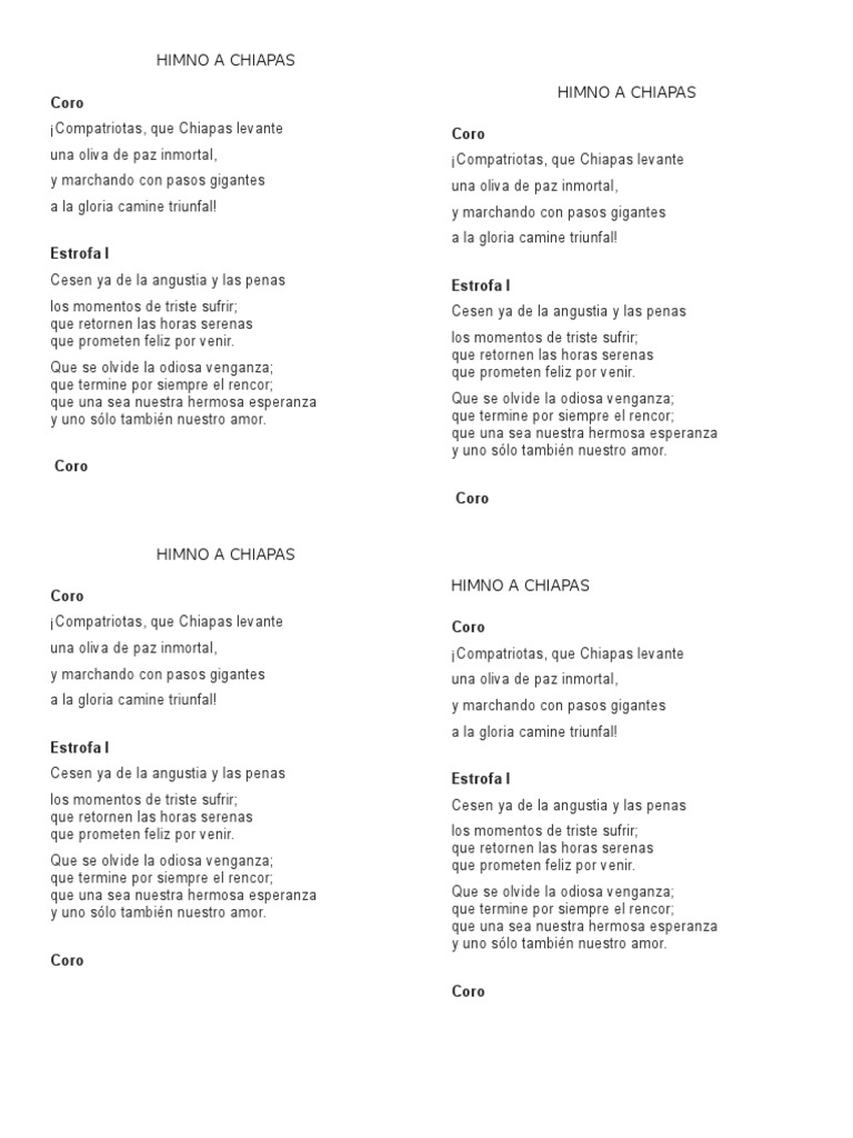 Letra de Himno A Chiapas | PDF