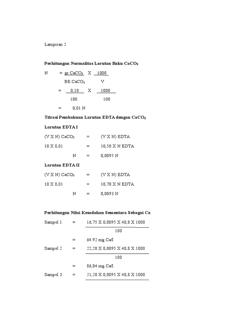 Perhitungan Normalitas Larutan Baku Caco | PDF