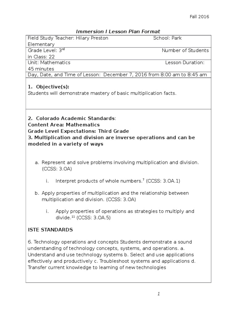Kylee Williams - Im I Technology Lesson Plan | PDF | Lesson Plan ...
