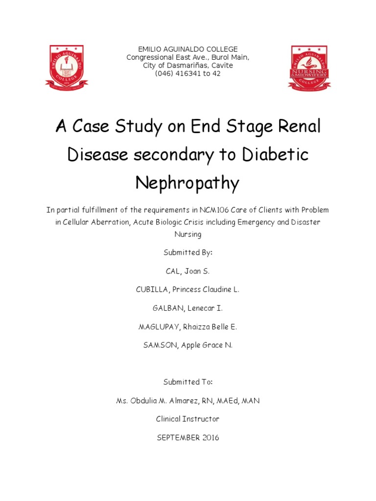 Case Study On End Stage Renal Failure | PDF | Kidney | Diabetes ...