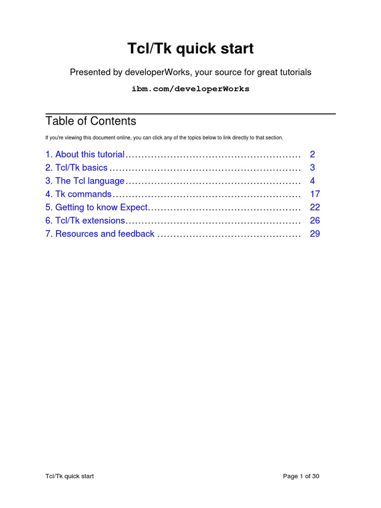 TCL TK Tutorial | PDF | Array Data Type | Scope (Computer Science)