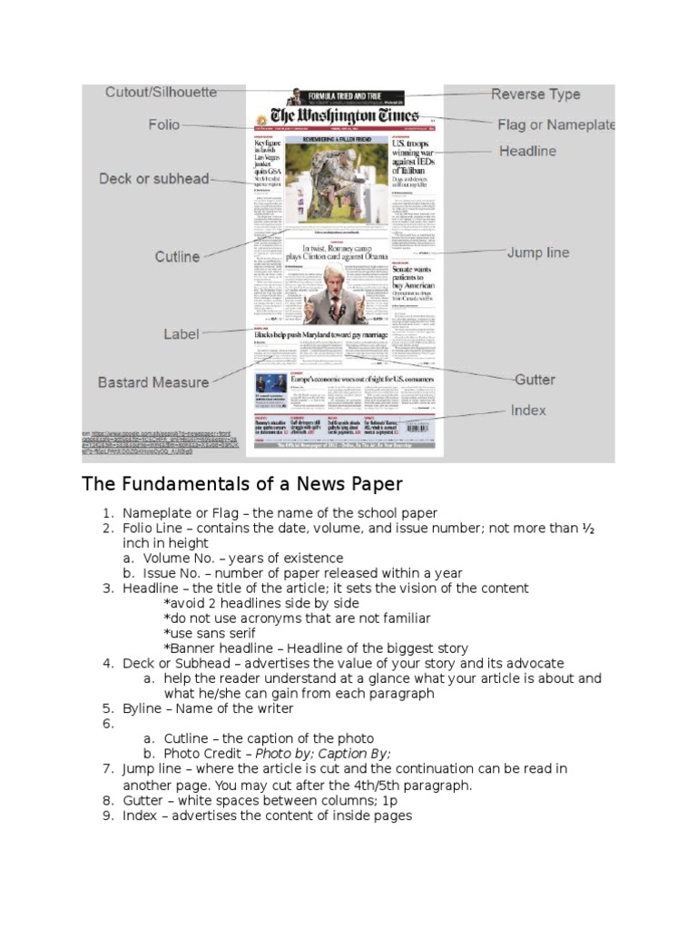 The Fundamentals of A News Paper | PDF | Typefaces | Color