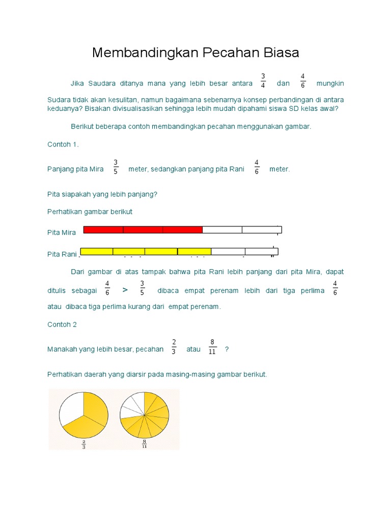 Membandingkan Pecahan Biasa | PDF