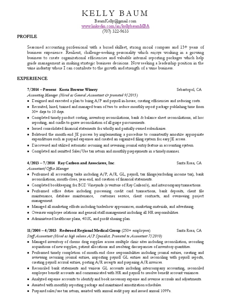 Kelly Baum Resume | PDF | Bookkeeping | Payroll