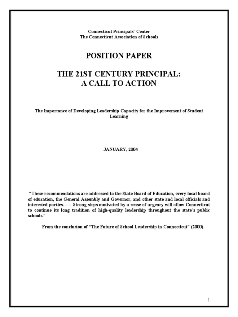 Principal Position Paper | PDF | Teachers | Leadership